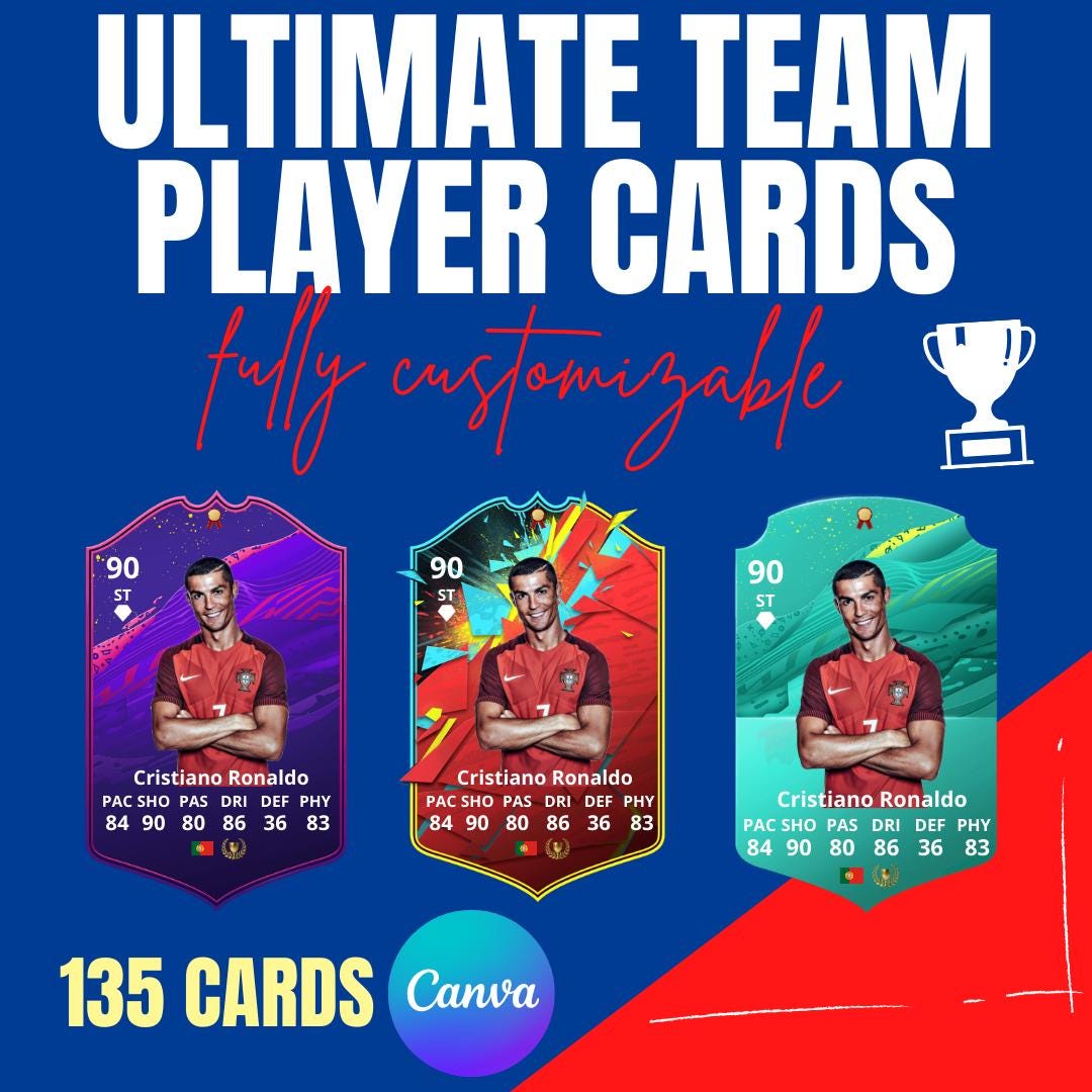 FIFA Card Canva Template 2025 Football Ultimate Team Player Cards | 135 ...