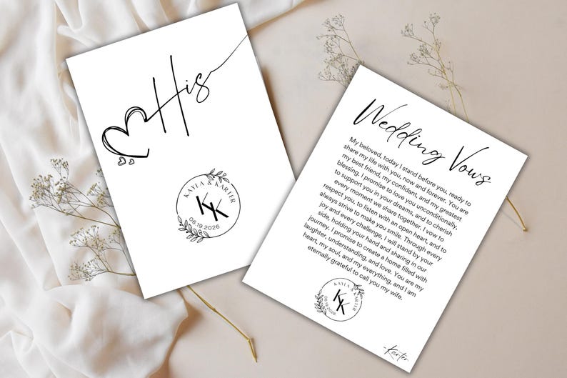 Vows DIGITAL TEMPLATE SBL2 His and Hers Vows Keepsake Wedding ...