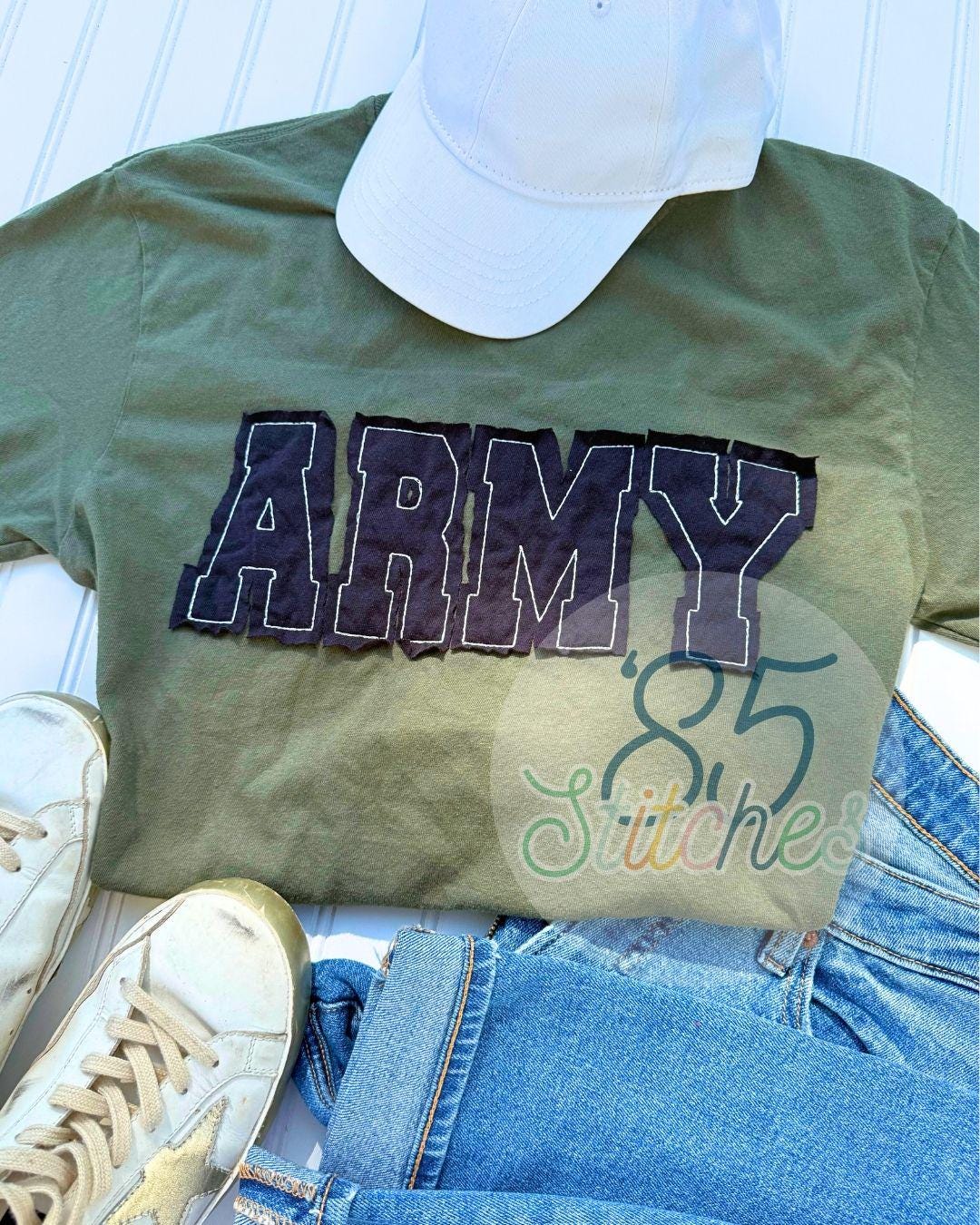 ARMY Embroidered T-shirt | Patriotic Gift | Personalized Military Shirt ...