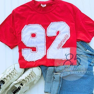 Embroidered Sports Number Tee: Personalized Team Shirt, Comfort Colors ...