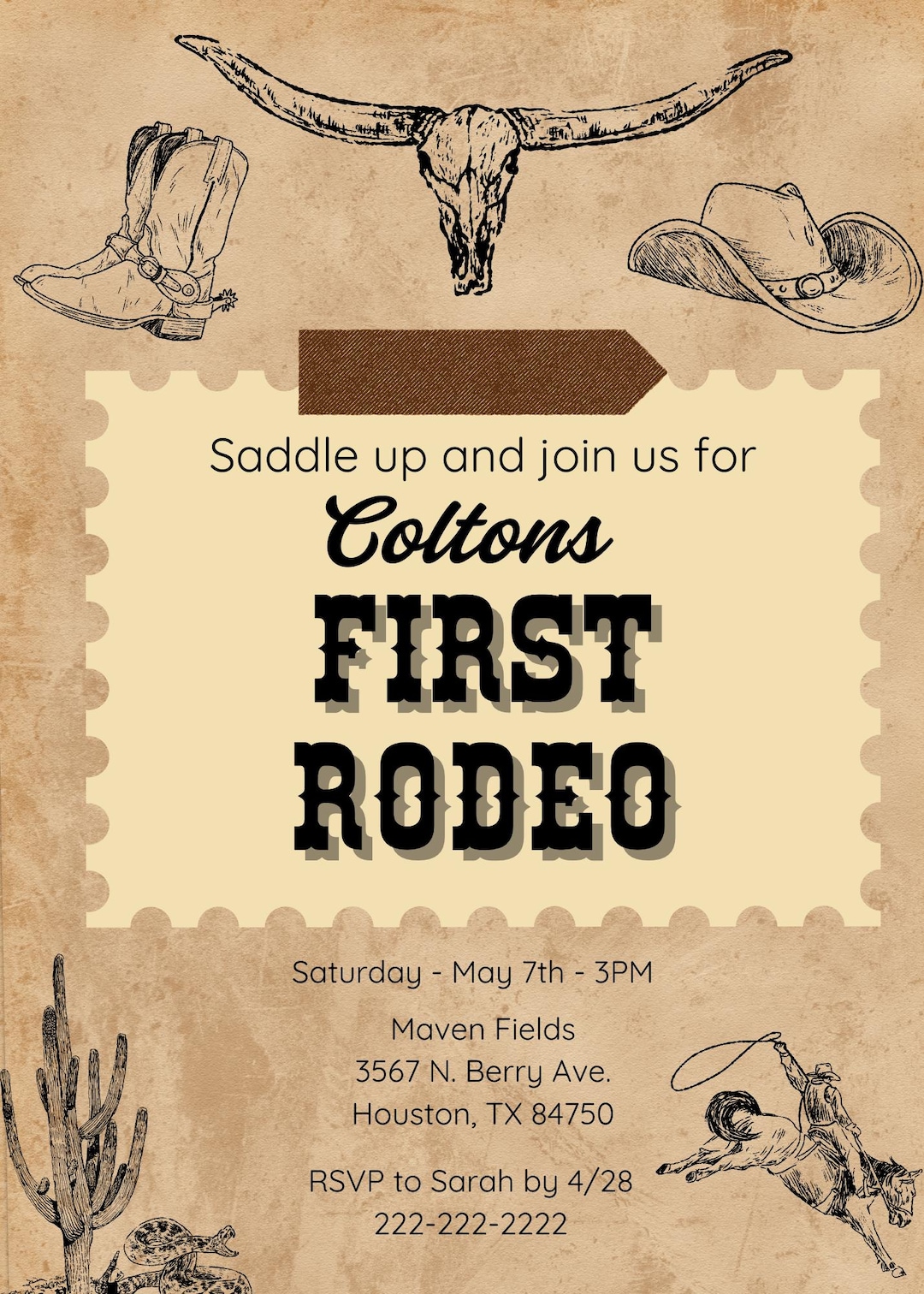 First Rodeo Birthday Invitation - TEMPLATE - Etsy