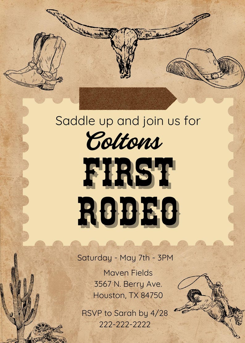First Rodeo Birthday Invitation - TEMPLATE - Etsy
