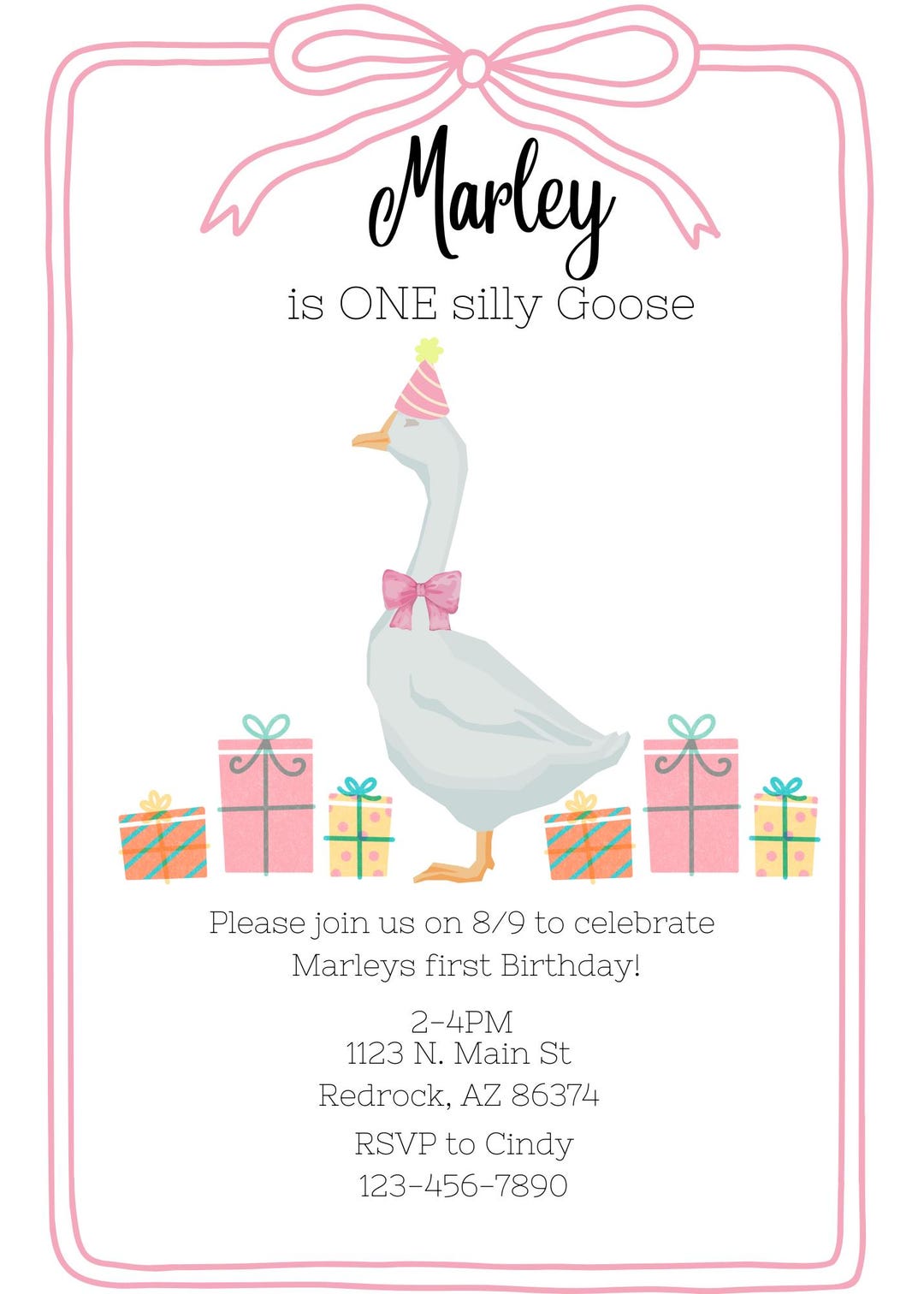 One Silly Goose Birthday Invitation TEMPLATE - Etsy