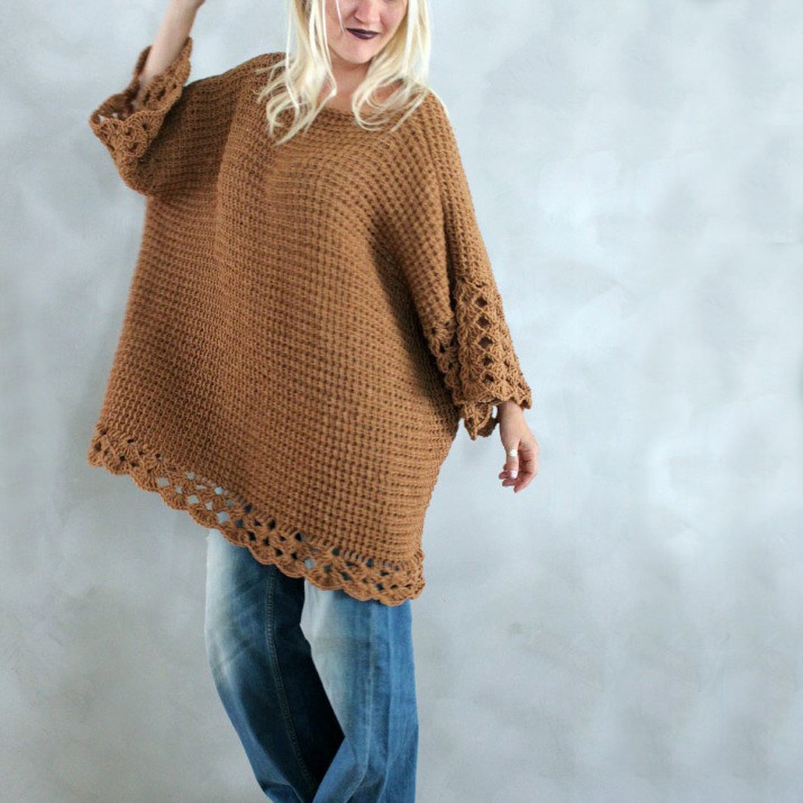 Plus Size Tunic Dress Oversized Sweater Brown Plus Size Sweater ...