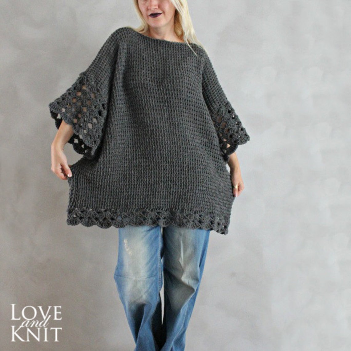 Plus Size Tunic Dress Oversized Sweater Grey Plus Size Sweater ...