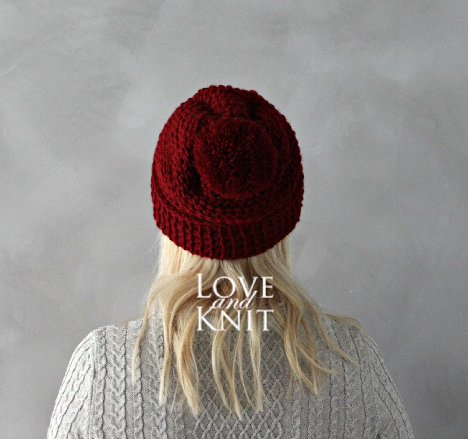 Unisex Burgundy Pom Pom Hat Dark Red Pompom Beanie Slouchy Pom Pom Hat ...