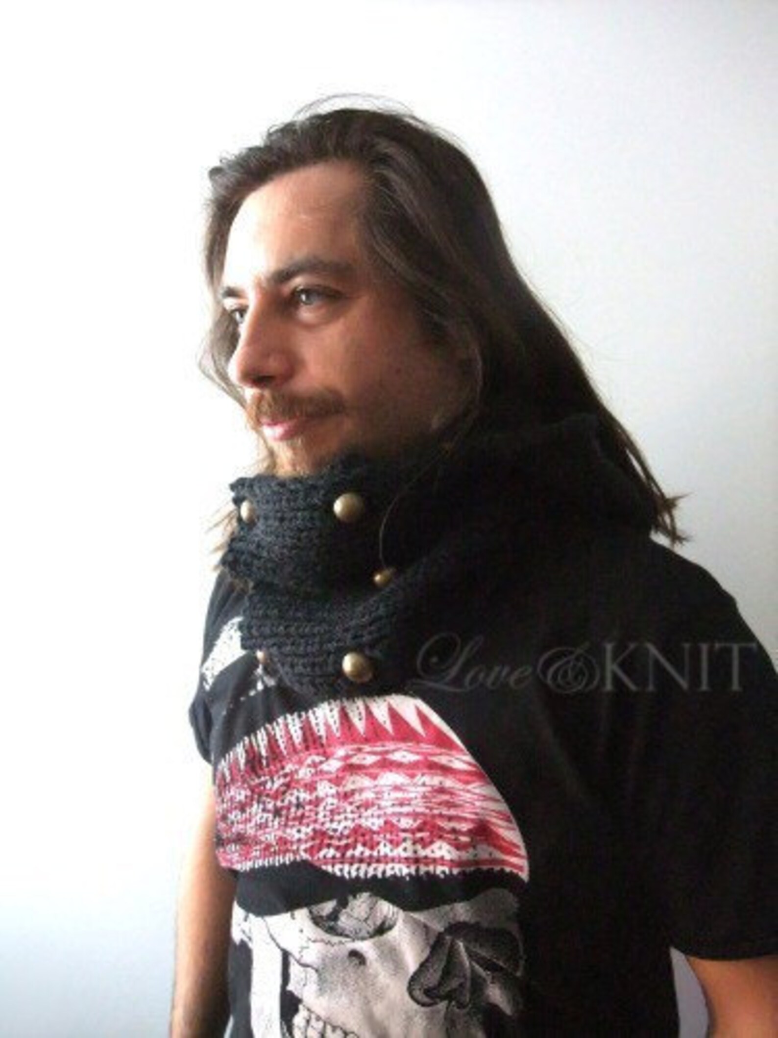 Mens Winter Hat Hooded Cowl Scarf Hand Knitted Cowl Mens Hood Cowl Neck ...