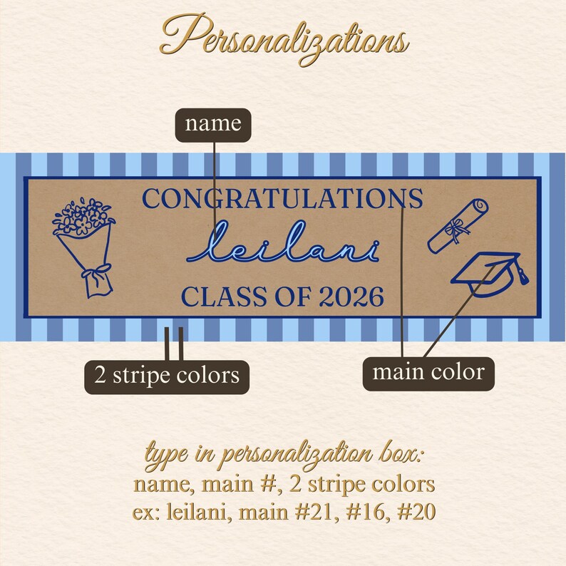Graduation 6x2 Walgreens Classy Stripe Minimal Lineart Personalized ...