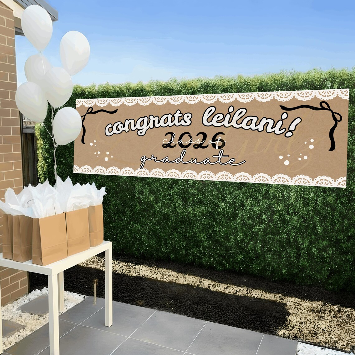 Graduation 6x2 Walgreens Minimalist Coquette Lace Personalized DIGITAL ...
