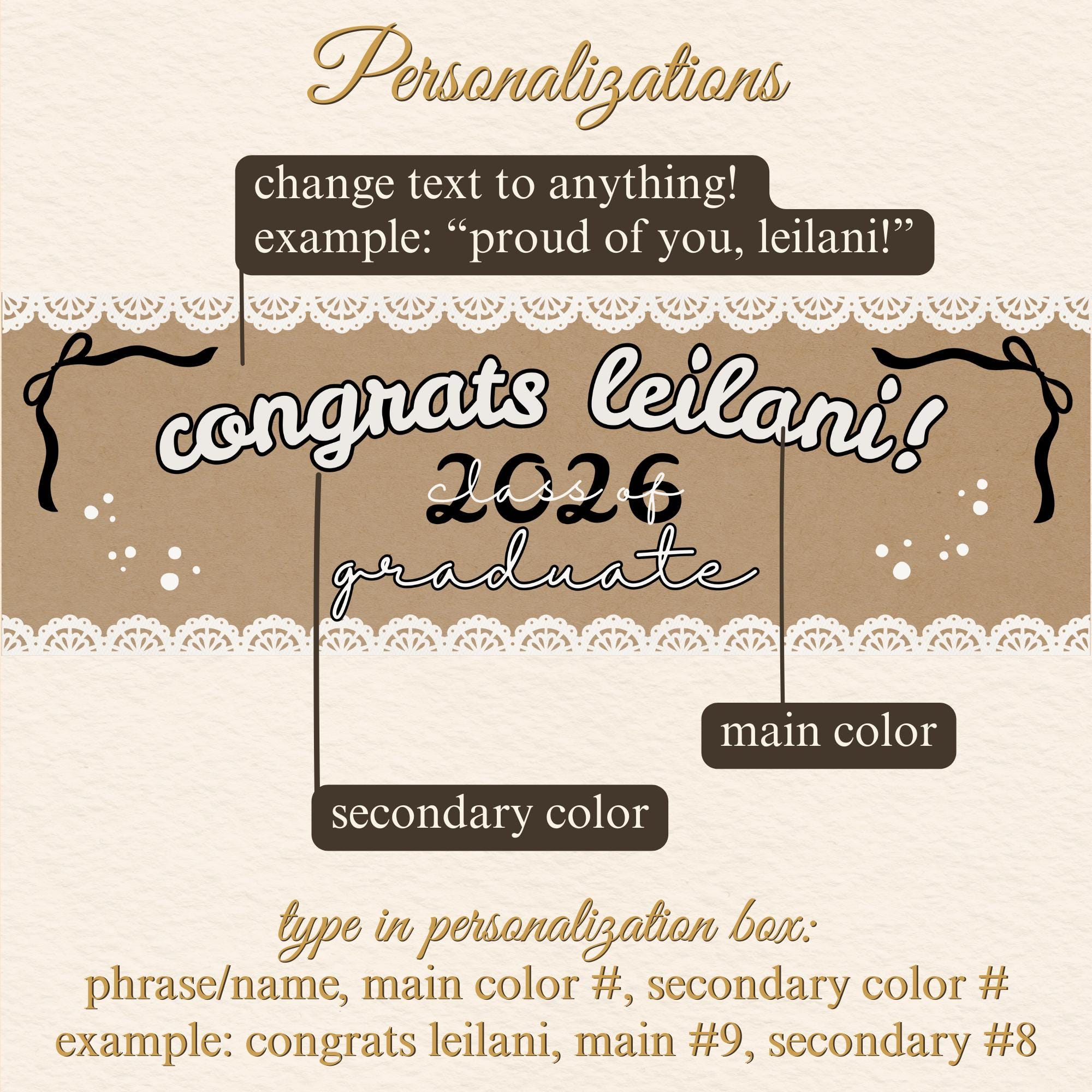 Graduation 6x2 Walgreens Minimalist Coquette Lace Personalized DIGITAL ...