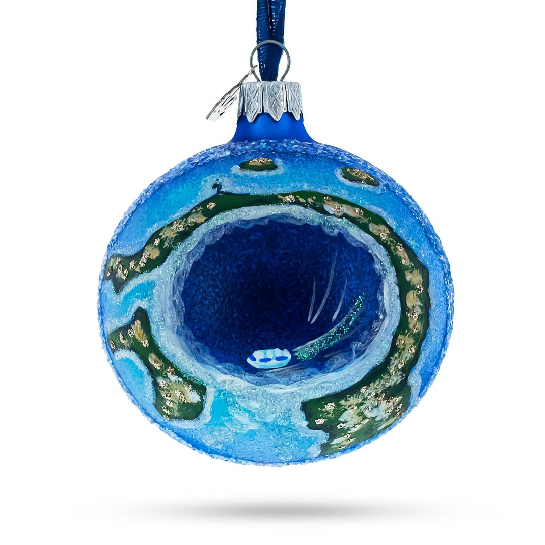 The Great Blue Hole, Belize Glass Ball Christmas Ornament 3.25 Inches ...