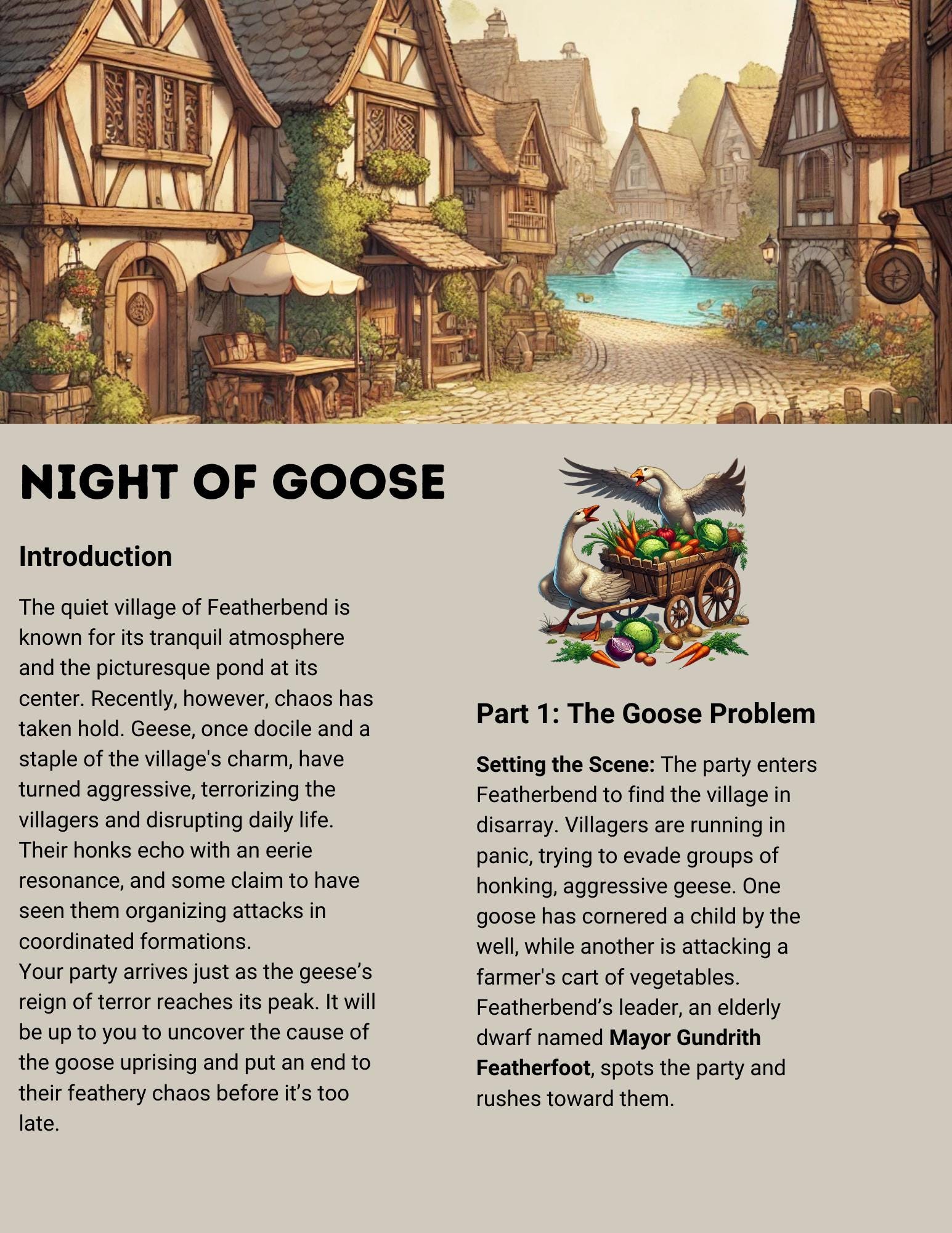 Night of Goose - A D&D 5e One-shot Adventure (levels 2-3) - Etsy