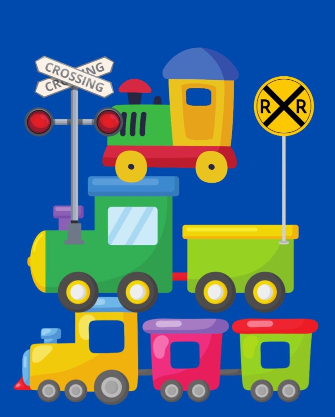 Animated Railway Trains in Lines Different Colors Digital Download Art ...