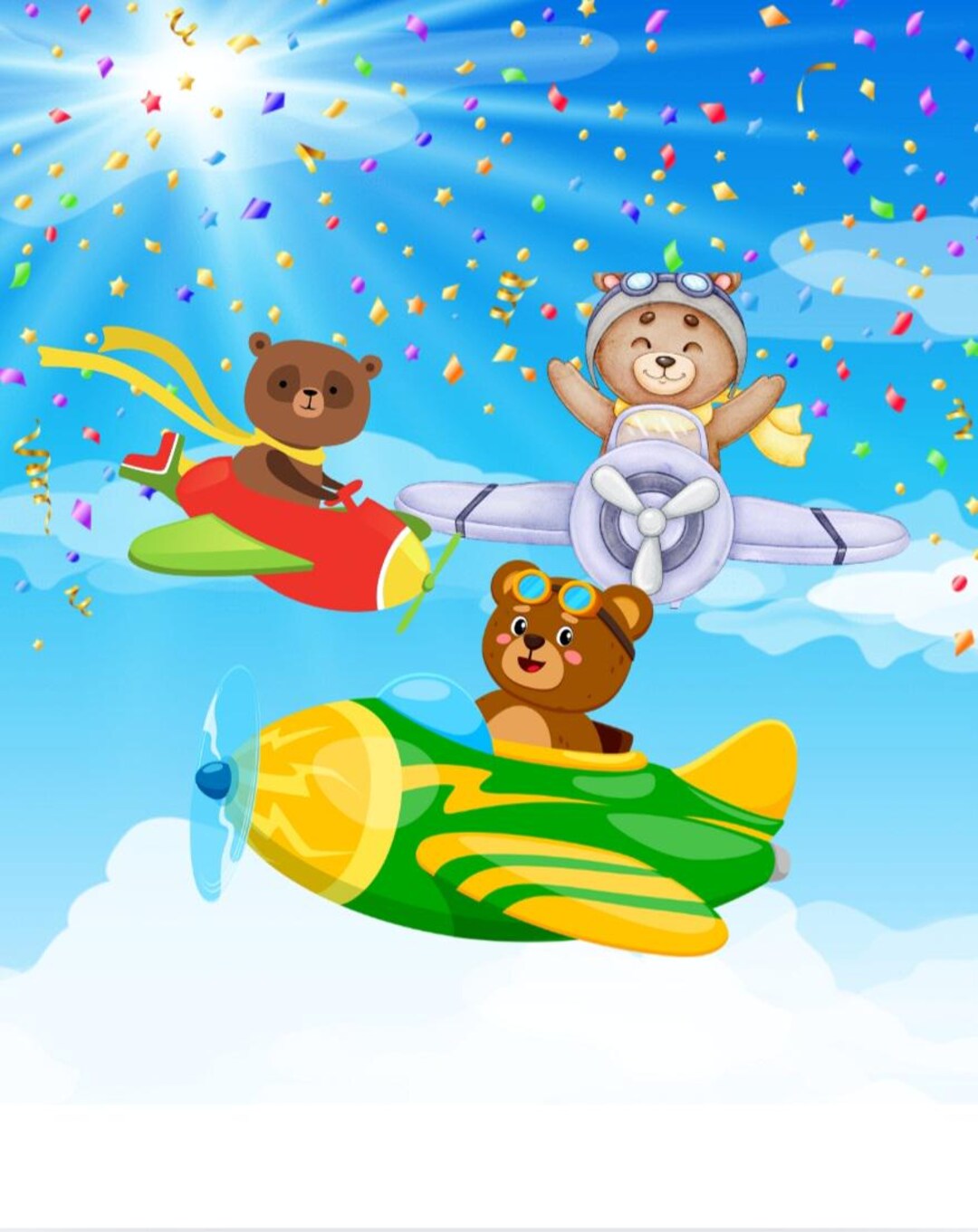 Animated Digital Download Flying Bears in Sky Print - Etsy