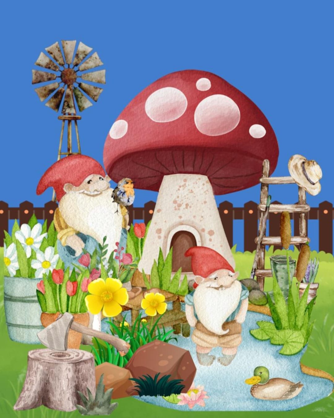 Animated Gnome Garden, House, Working Gnomes, Flowers Digital Download ...
