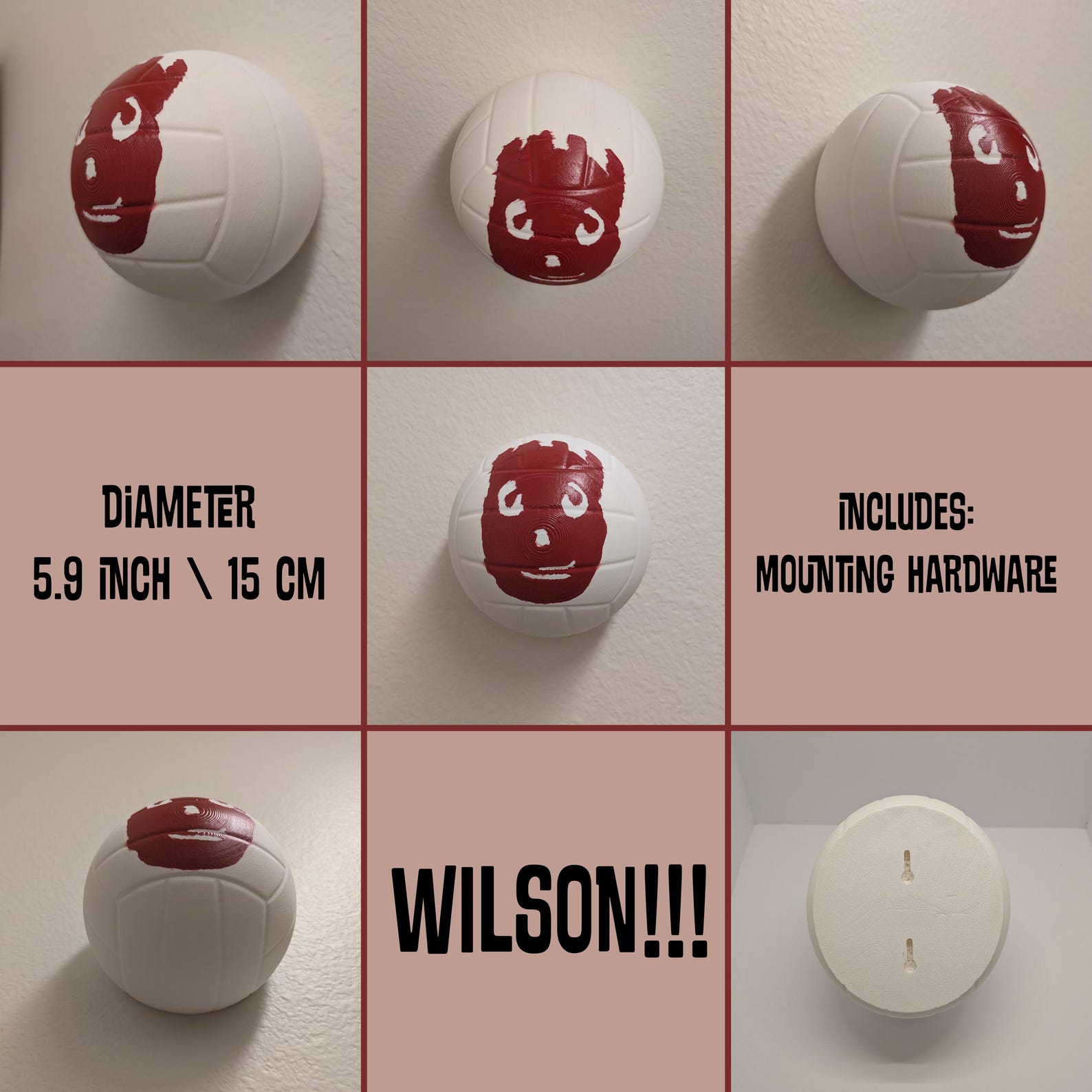 Wilson From Castaway: Wall Mounted 3D Printed Volleyball, Headphone ...