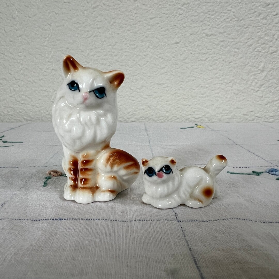Bone China Cat, Ceramic White Cat, Kitty Cat, Kitty and Mom, Vintage ...