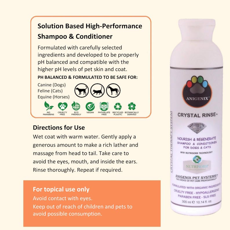 Crystal Rinse Cat Shampoo & Conditioner, PH Balanced Nourishing and ...