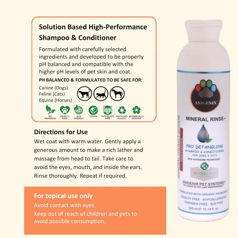 Mineral Rinse Anti Tangle Shampoo & Conditioner for Dogs, Pro ...