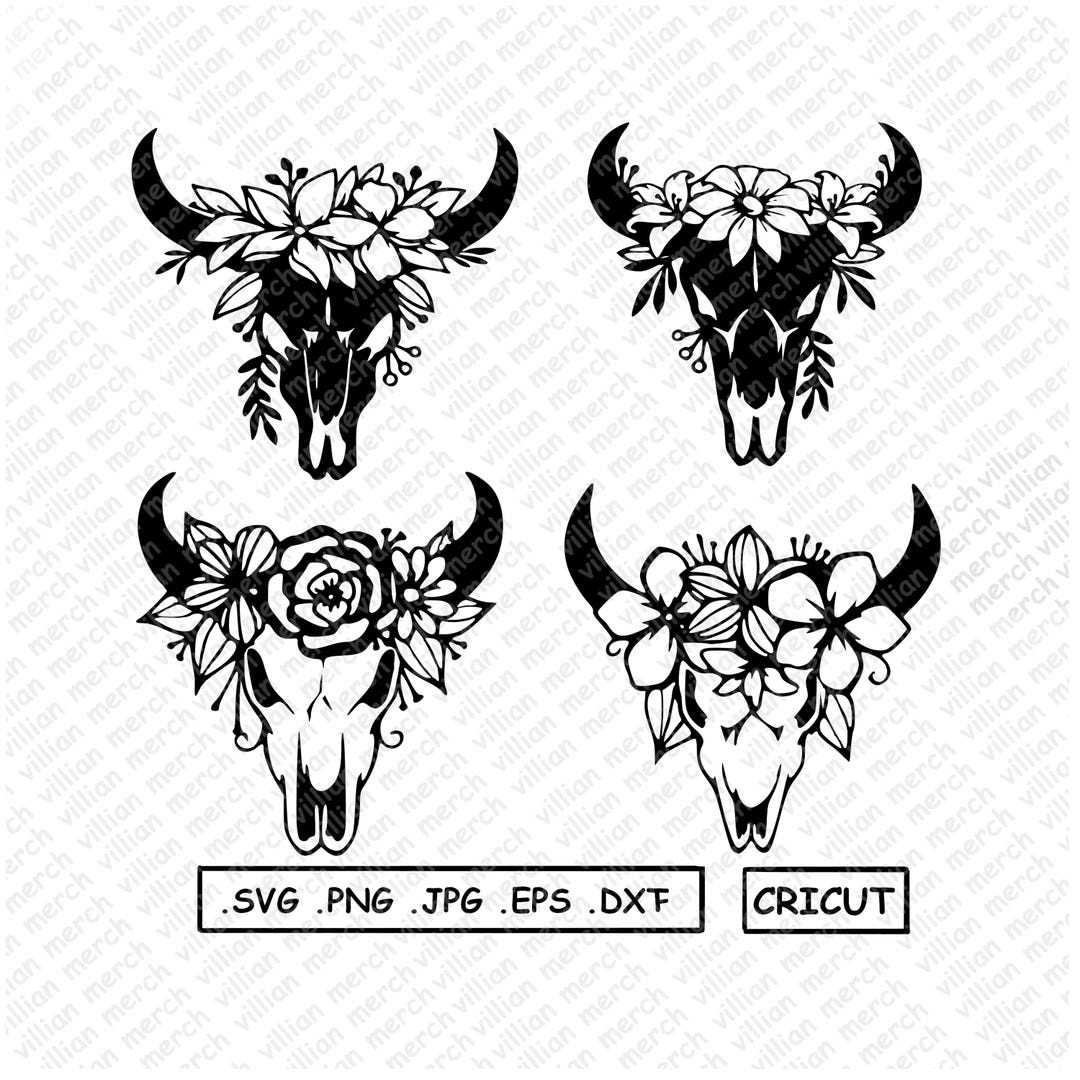Cow Skull Designs SVG & PNG Bundle Laser Engraving or Print. Western ...