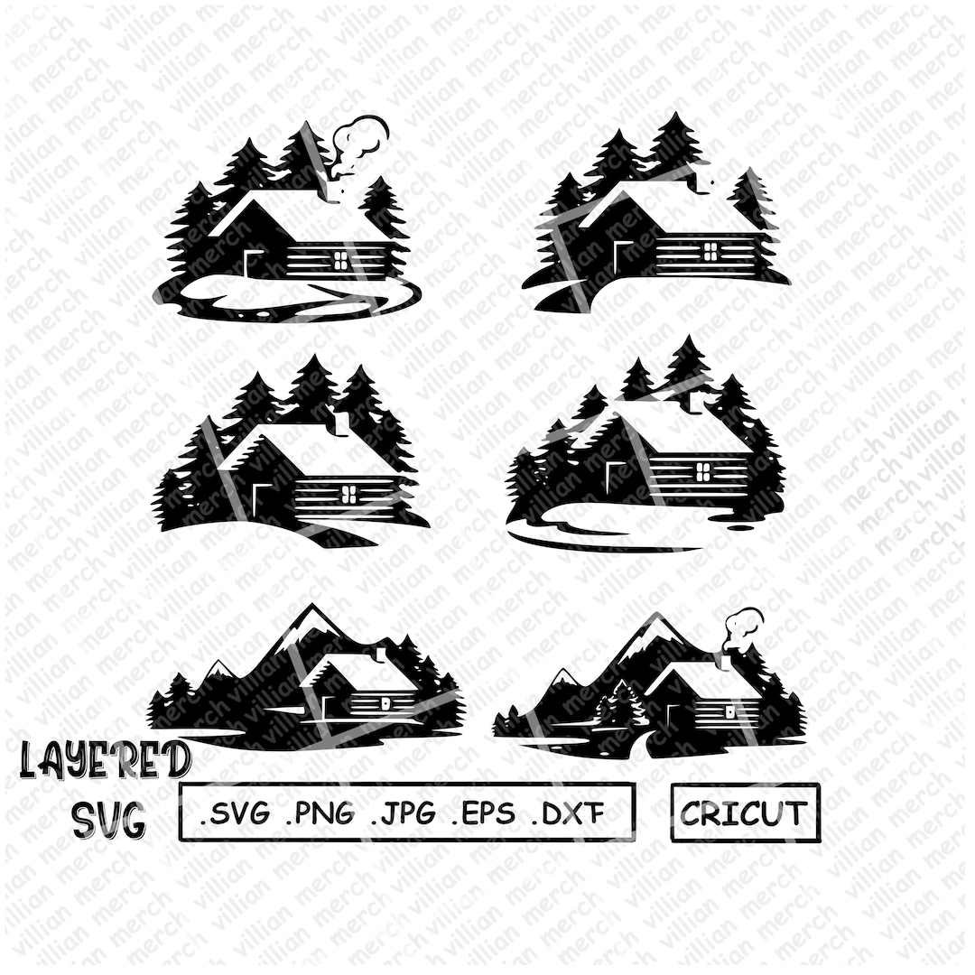 Log Cabin Svg Png Bundle, Mountain House Svg, Wood House Svg, House ...