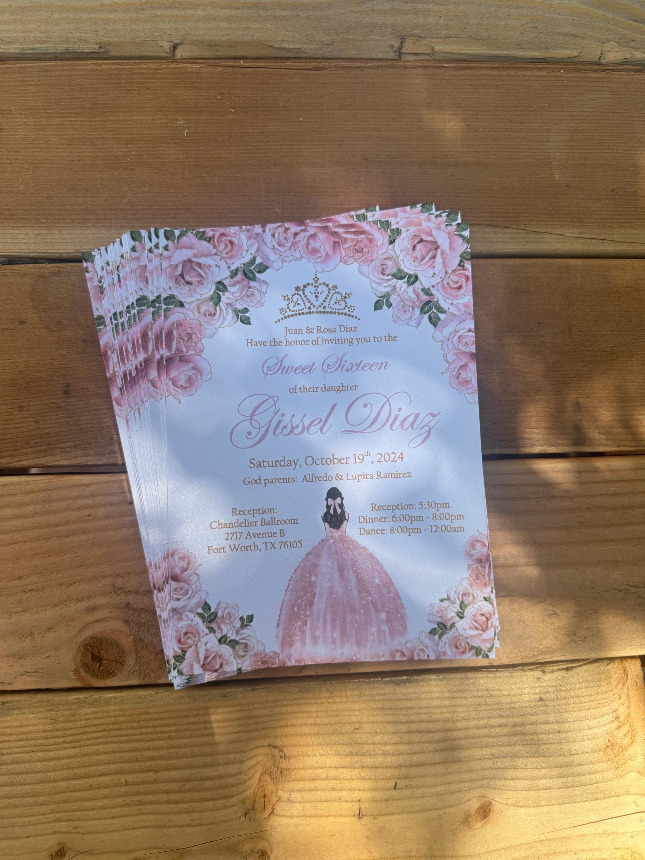 Blush Quinceañera Invitation | Invitación Rosa Palo Para Quince Años ...