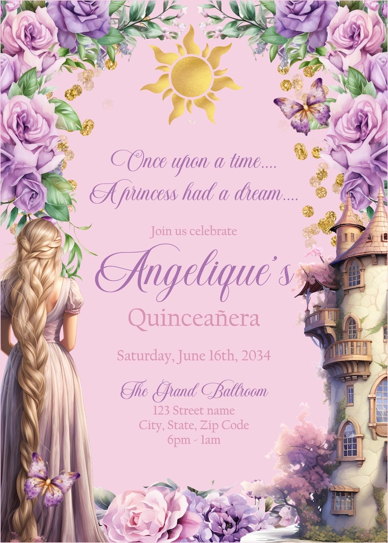Rapunzel Tangled Quinceañera Invitation | Invitación Para Quince Años ...