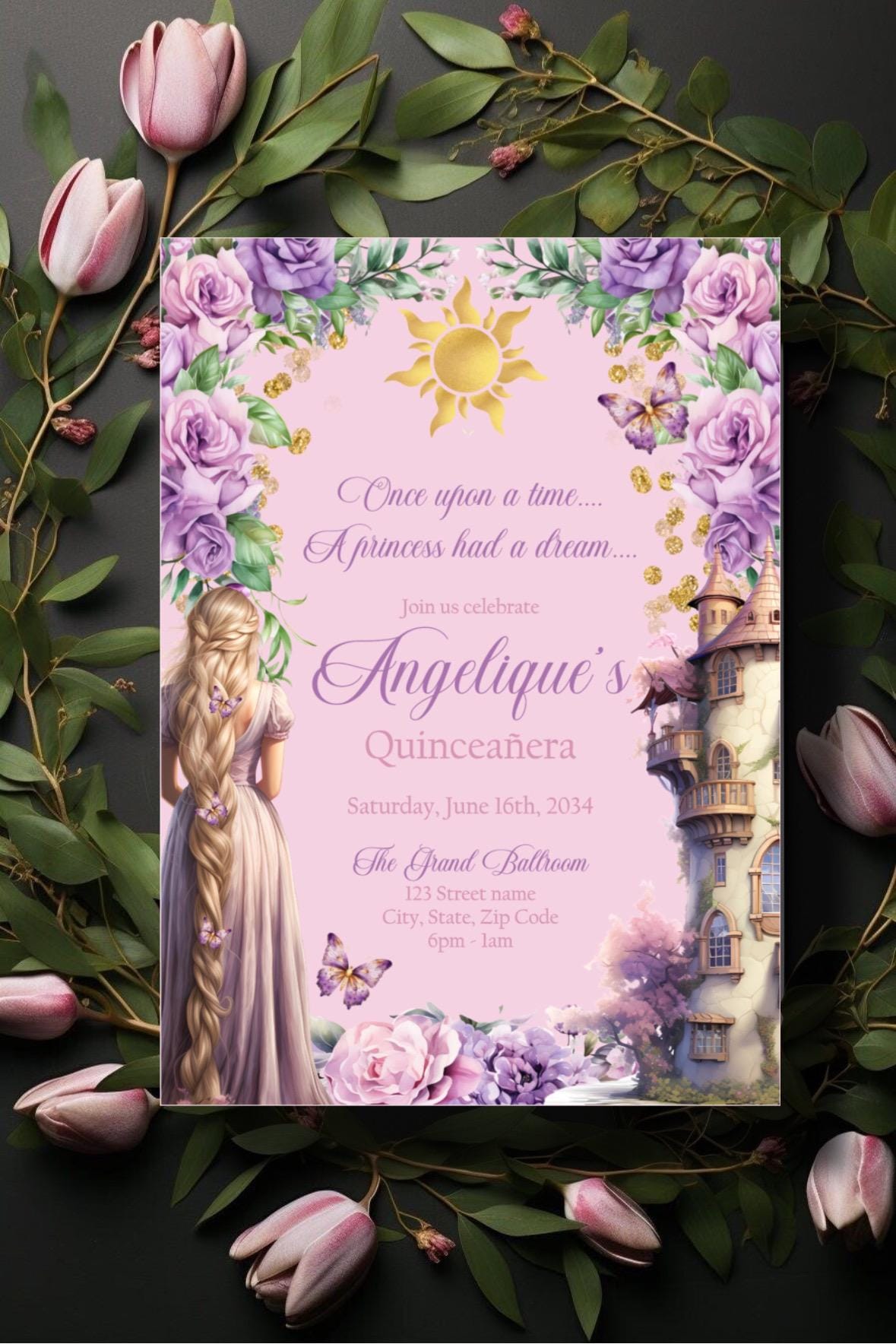 Rapunzel Tangled Quinceañera Invitation | Invitación Para Quince Años ...