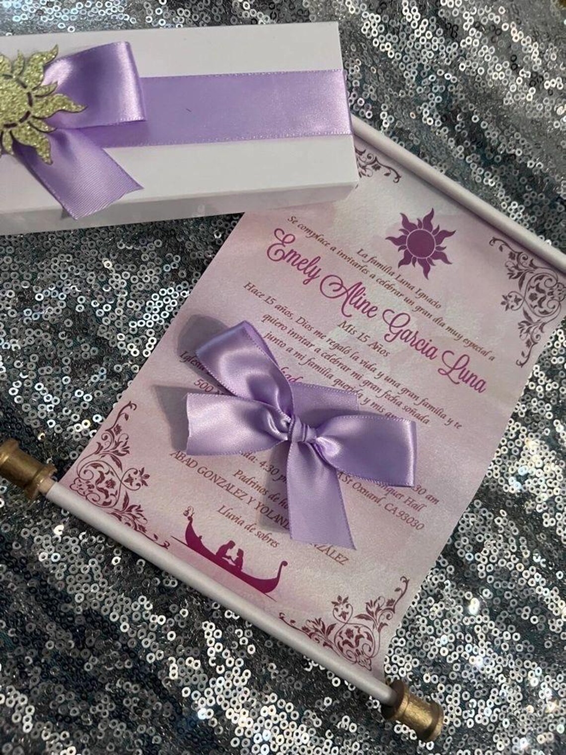 Rapunzel Scroll With Box Quinceañera Sweet 16 Invitation Invitación De ...