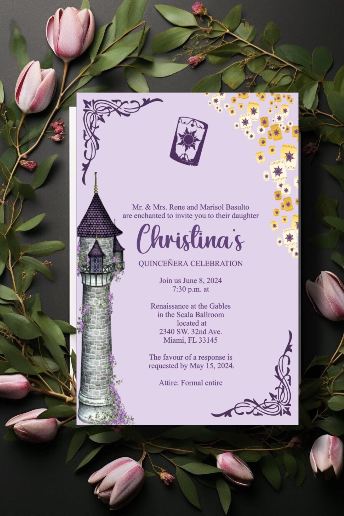Rapunzel Tangled Quinceañera Invitation | Invitación Para Quince Años ...