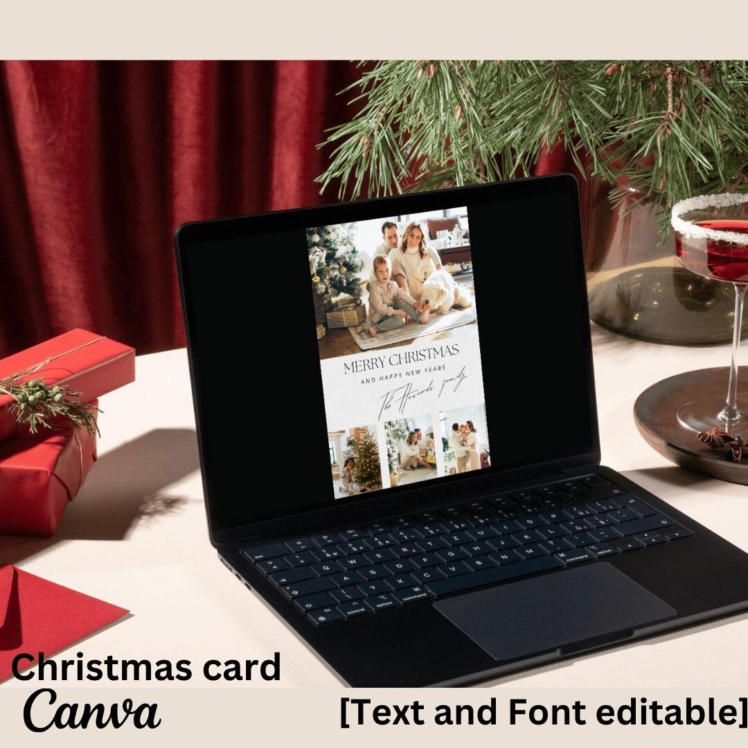 Editable Christmas Card Template, Minimalist Christmas Card, Editable ...