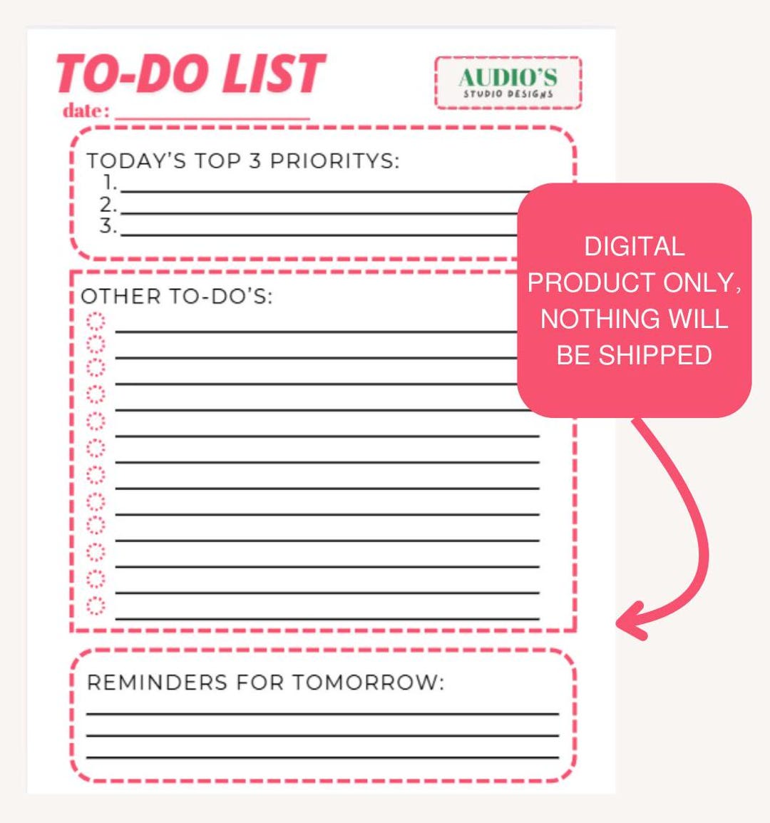 Printable to Do List Digital To-do List in Pink - Etsy