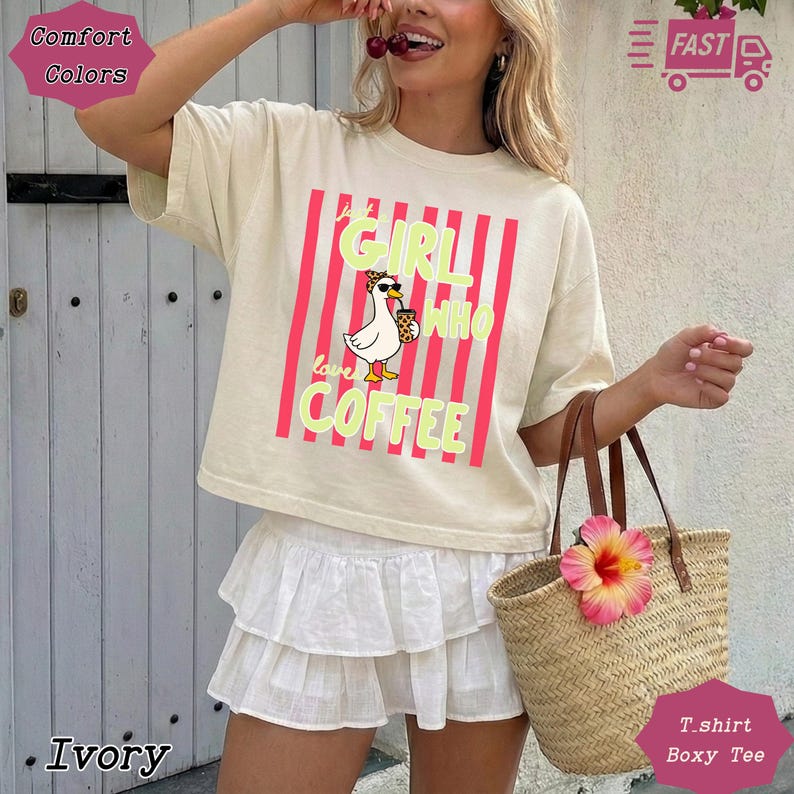 Girl Who Loves Coffee Goose Graphic Tee, Trendy Caffeine Lover Shirt - Etsy