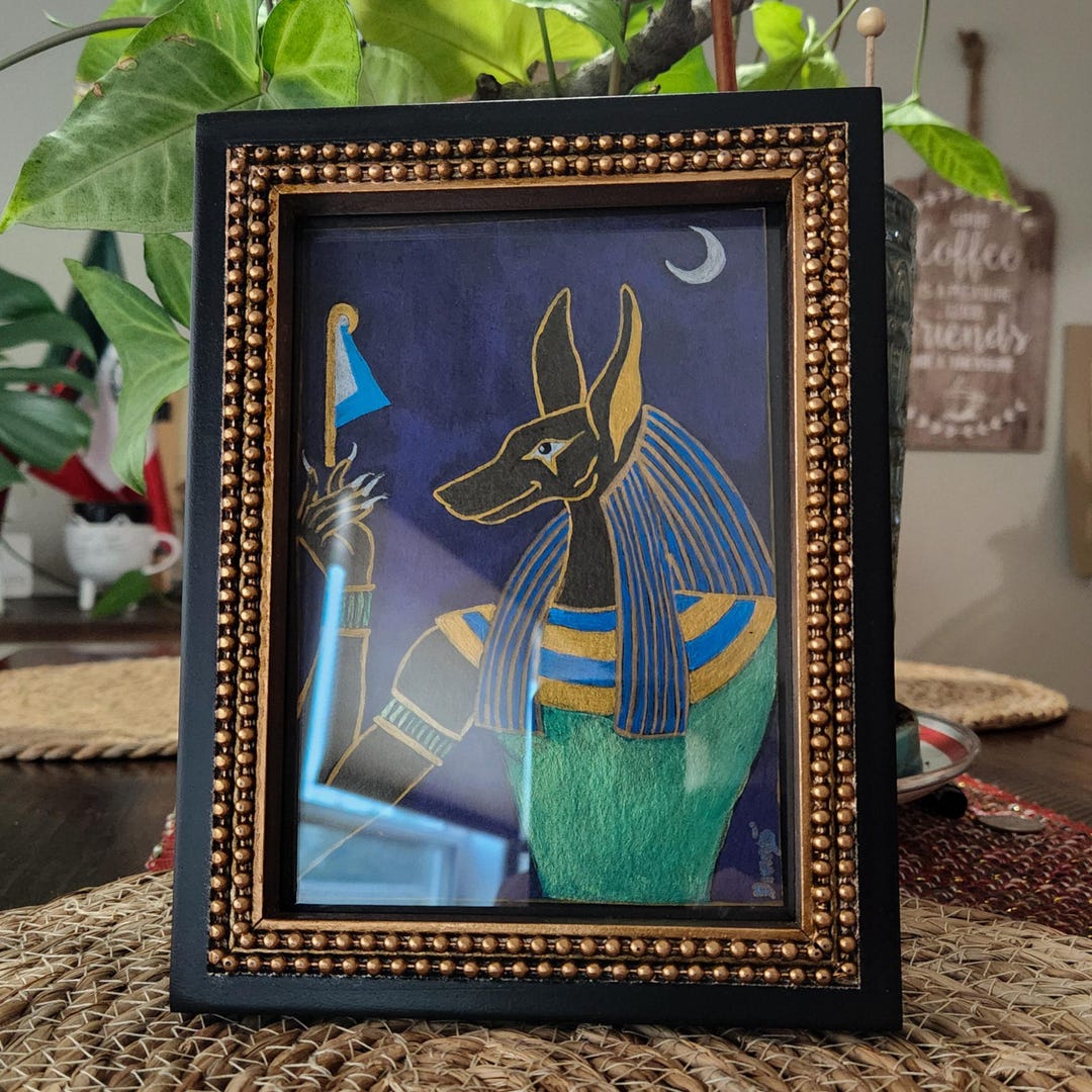 Anubis Painting Anubis Decor Egypt-inspired Painting Framed Painting - Etsy
