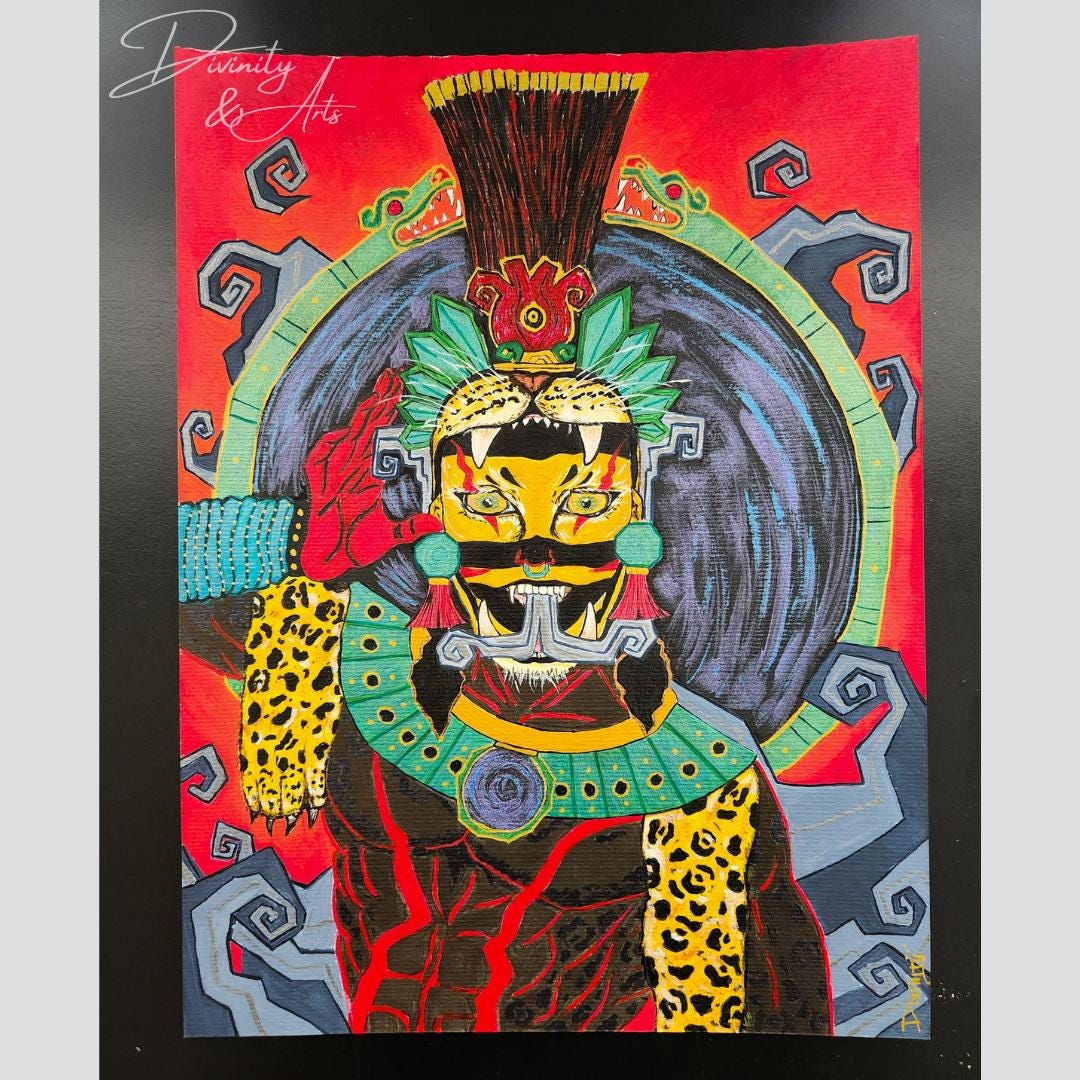 Aztec God Painting | Tezcatlipoca Painting | Jaguar God Painting ...