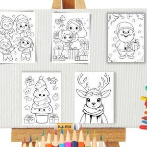 Kawaii Christmas Coloring Pages for Toddlers - Etsy