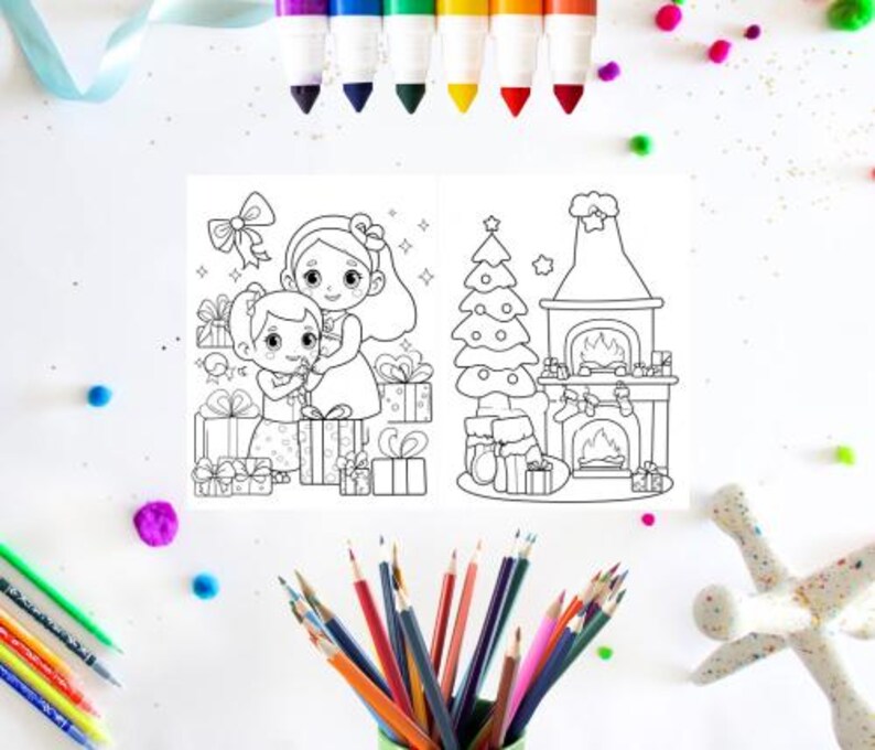 Kawaii Christmas Coloring Pages for Toddlers - Etsy