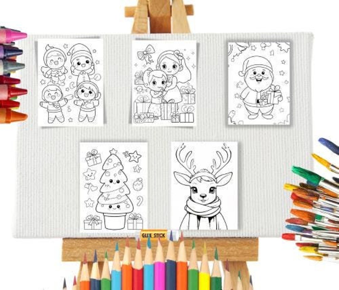 Kawaii Christmas Coloring Pages for Toddlers - Etsy