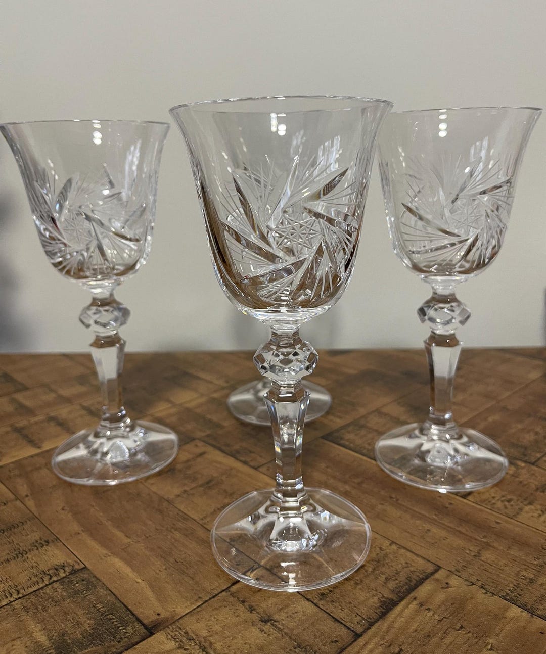 Set of 4 Bohemia Pinwheel Crystal Wine Glasses - Etsy