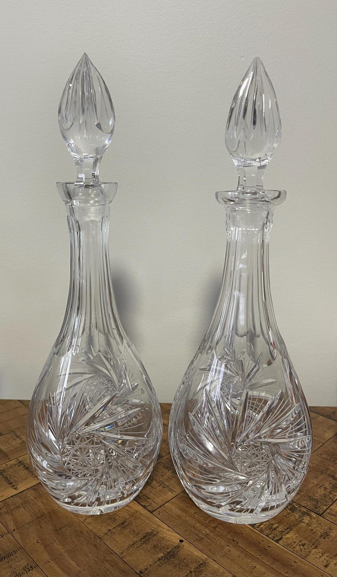 2 Bohemian Pinwheel Crystal Decanters - Etsy
