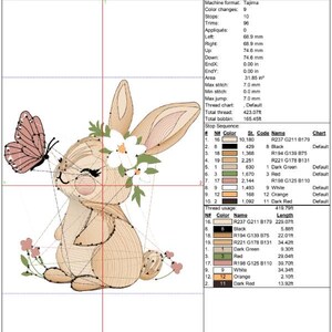 Rabbit Embroidery Design, Floral Rabbit File, Cute Animal Design ...