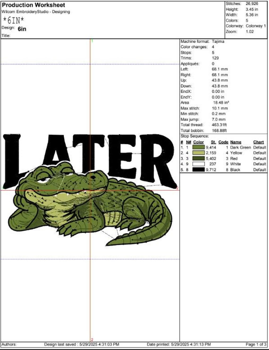 Later Gator Embroidery Design, Later Gator File, Alligator Funny ...