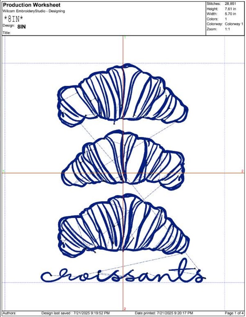 Croissant Machine Embroidery Design, Trendy Embroidery Designs ...