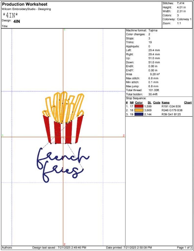 French Fries Design, Potato Embroidery File, Fast Food Design, Instant ...