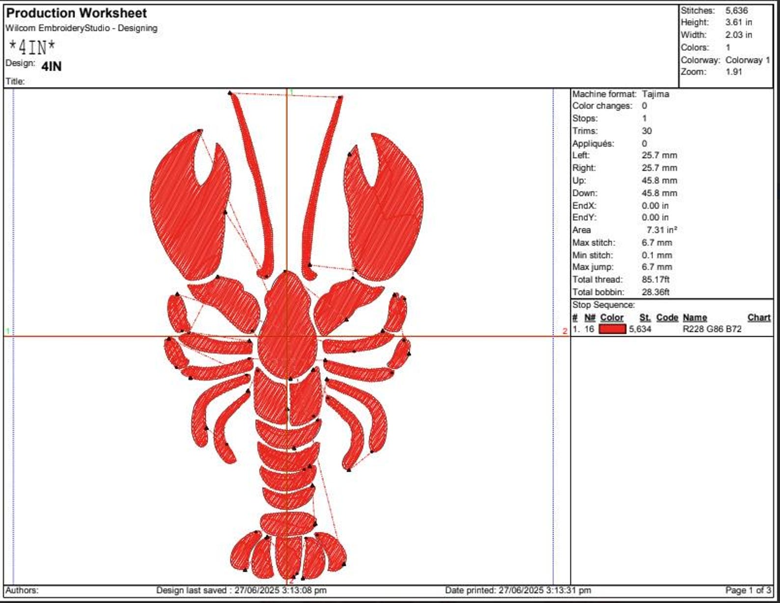 Lobster Machine Embroidery Design, Lobster File, Lobster Design ...