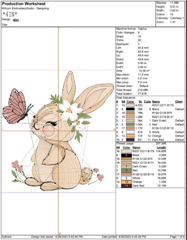 Rabbit Embroidery Design, Floral Rabbit File, Cute Animal Design ...