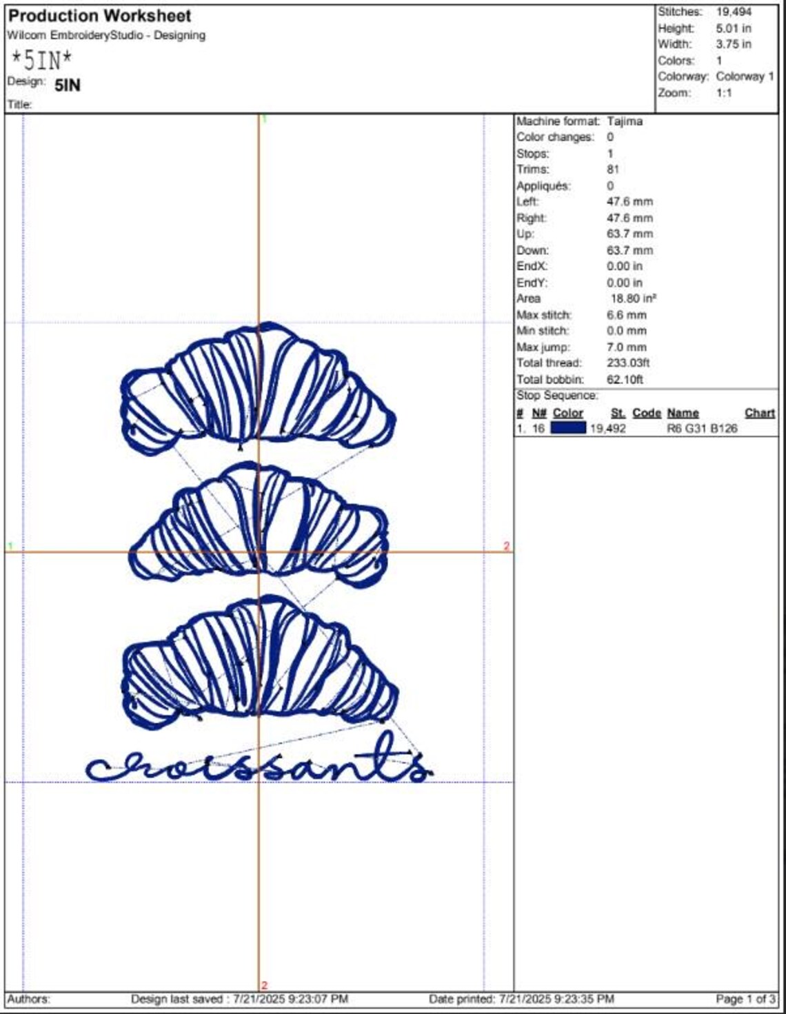 Croissant Machine Embroidery Design, Trendy Embroidery Designs ...