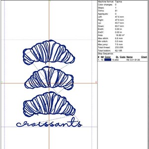Croissant Machine Embroidery Design, Trendy Embroidery Designs ...