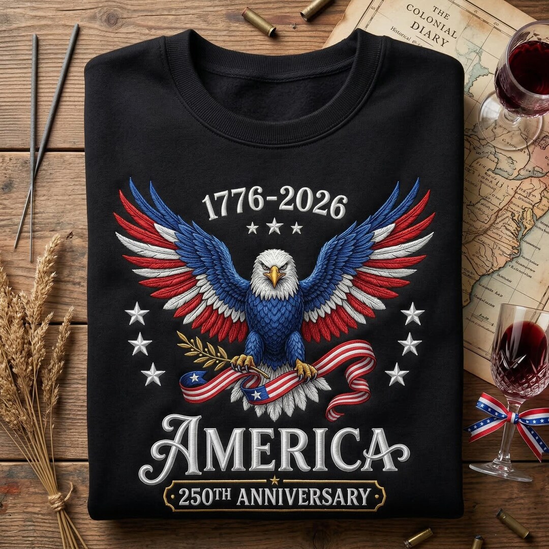 250th Anniversary America Patriotic Embroidery Sweatshirt, America ...