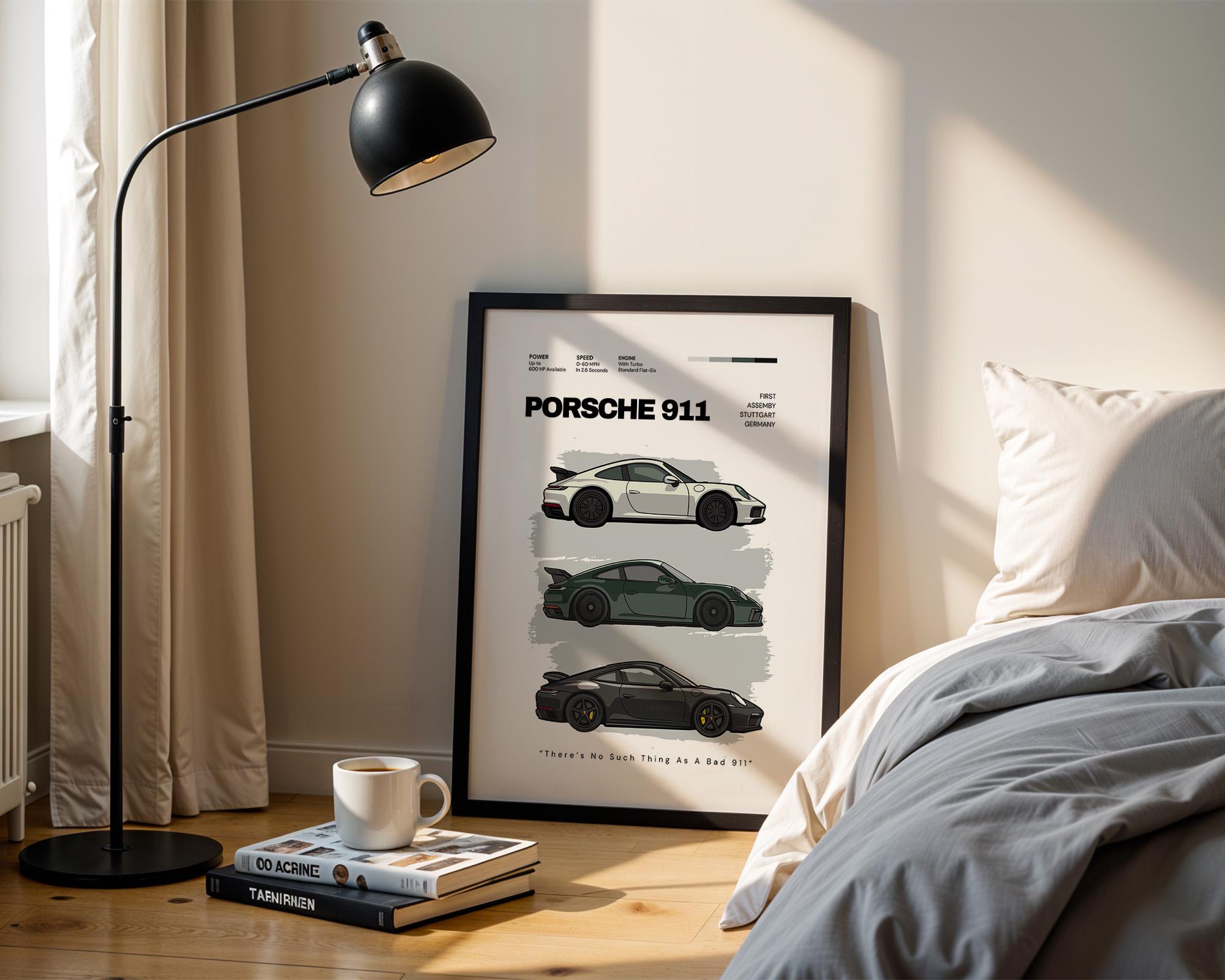 Porsche 911 Poster, Porsche Poster in Minimal Design, Porsche Wall Art ...